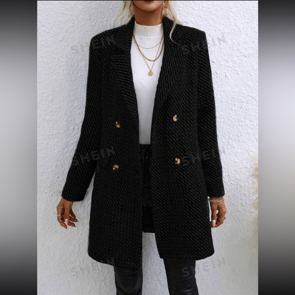 Lapel Neck Double Breasted Overcoat - Gem